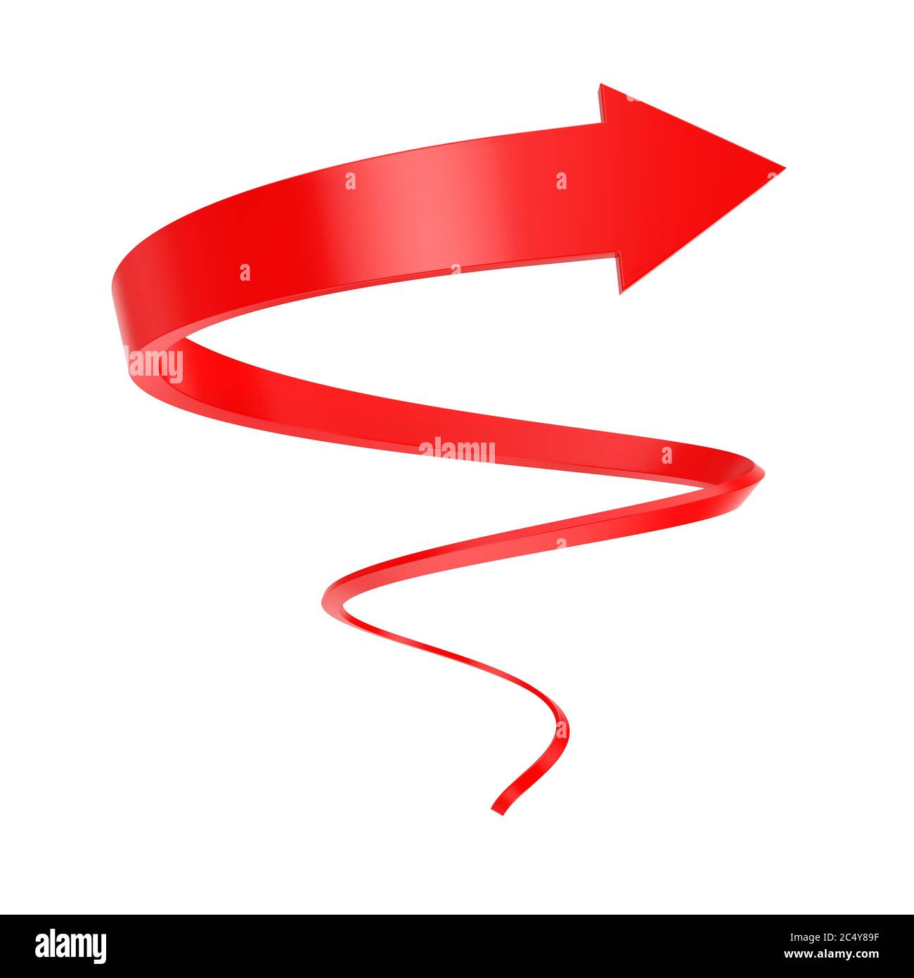 Red Spiral Arrow Twist Up to Success on a white background. 3d ...
