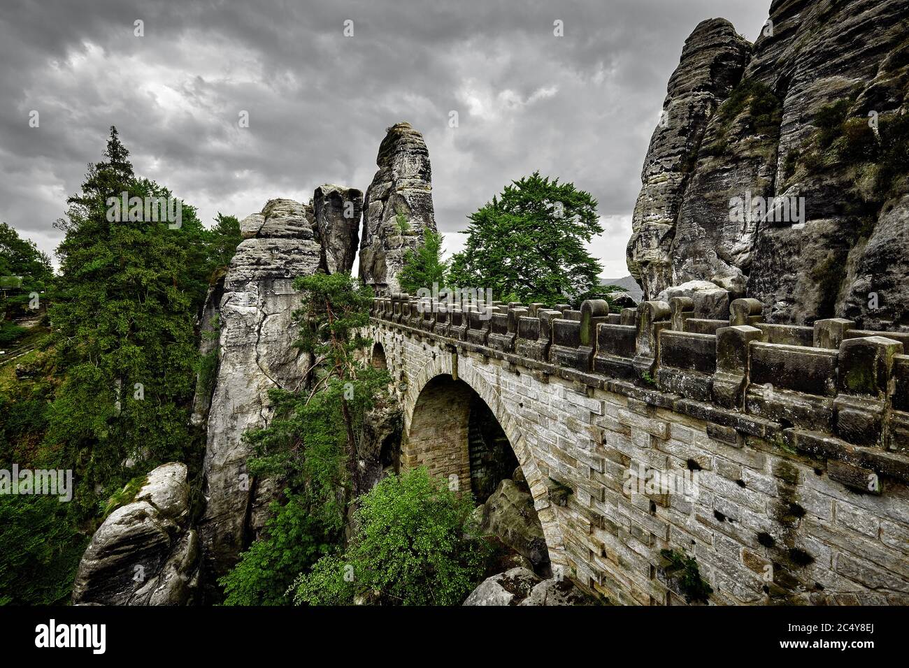 Bastei bridge in Saxon Switzerland in summer, Germany Stock Photo - Alamy