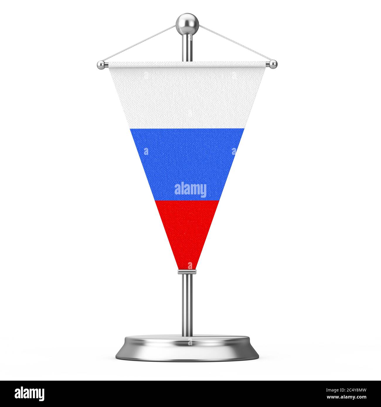 Fabric Russia Table Flag on Steel Spire Pedestal on a white background ...