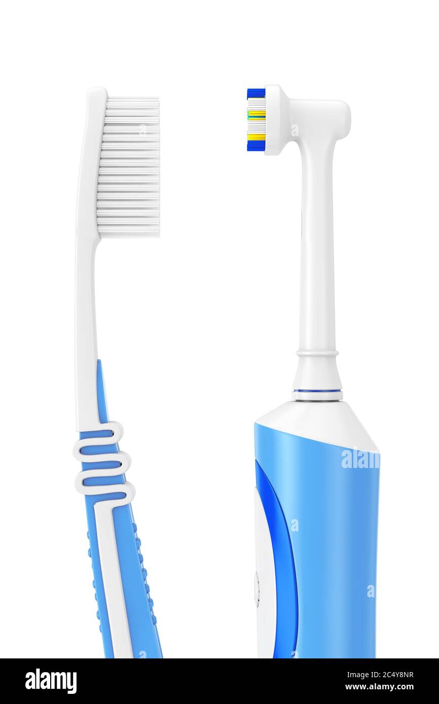 Simple Toothbrush and New Electric Toothbrush on a white background. 3d ...