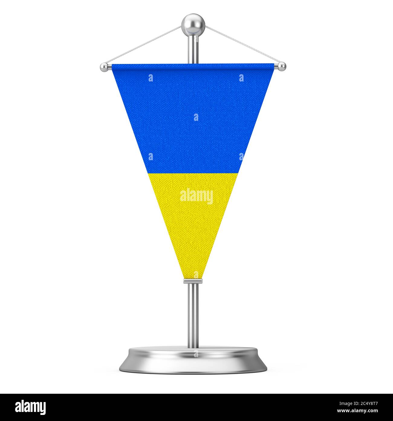 Fabric Ukraine Table Flag on Steel Spire Pedestal on a white background ...