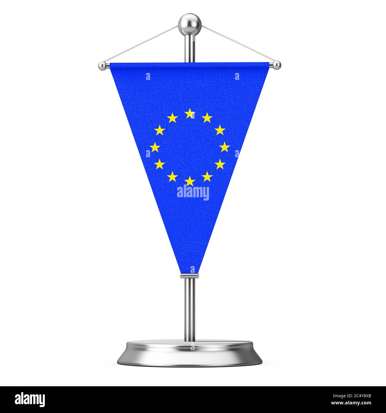 Fabric European Union Table Flag on Steel Spire Pedestal on a white ...