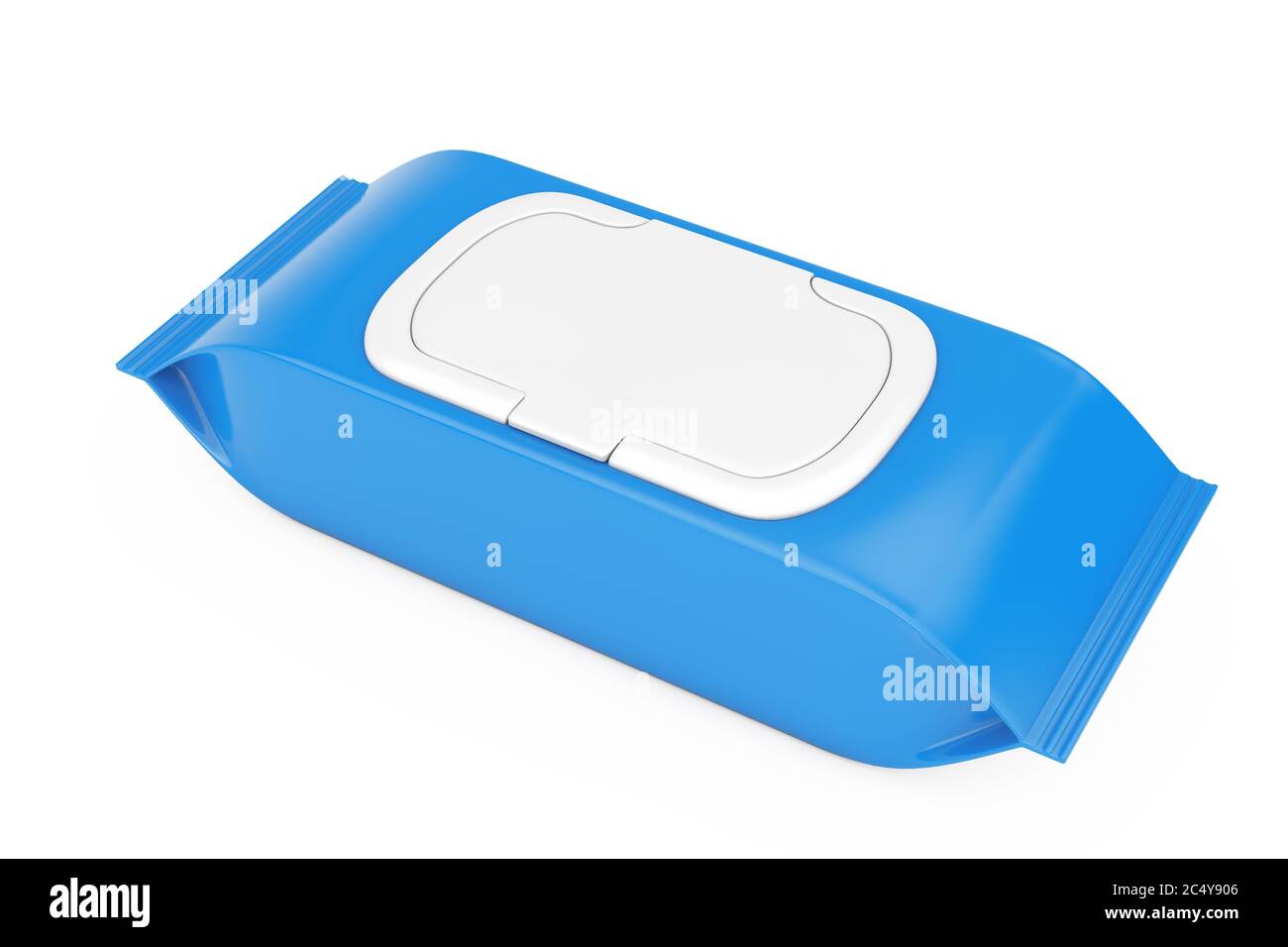 Blue Blank Packaging Paper Wet Wipes Pouch on a white background. 3d ...