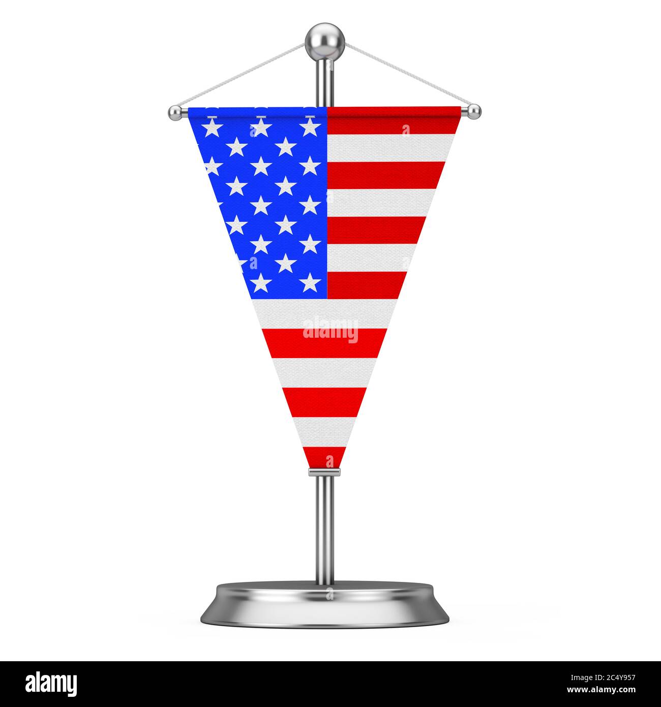 Fabric USA Table Flag on Steel Spire Pedestal on a white background. 3d ...