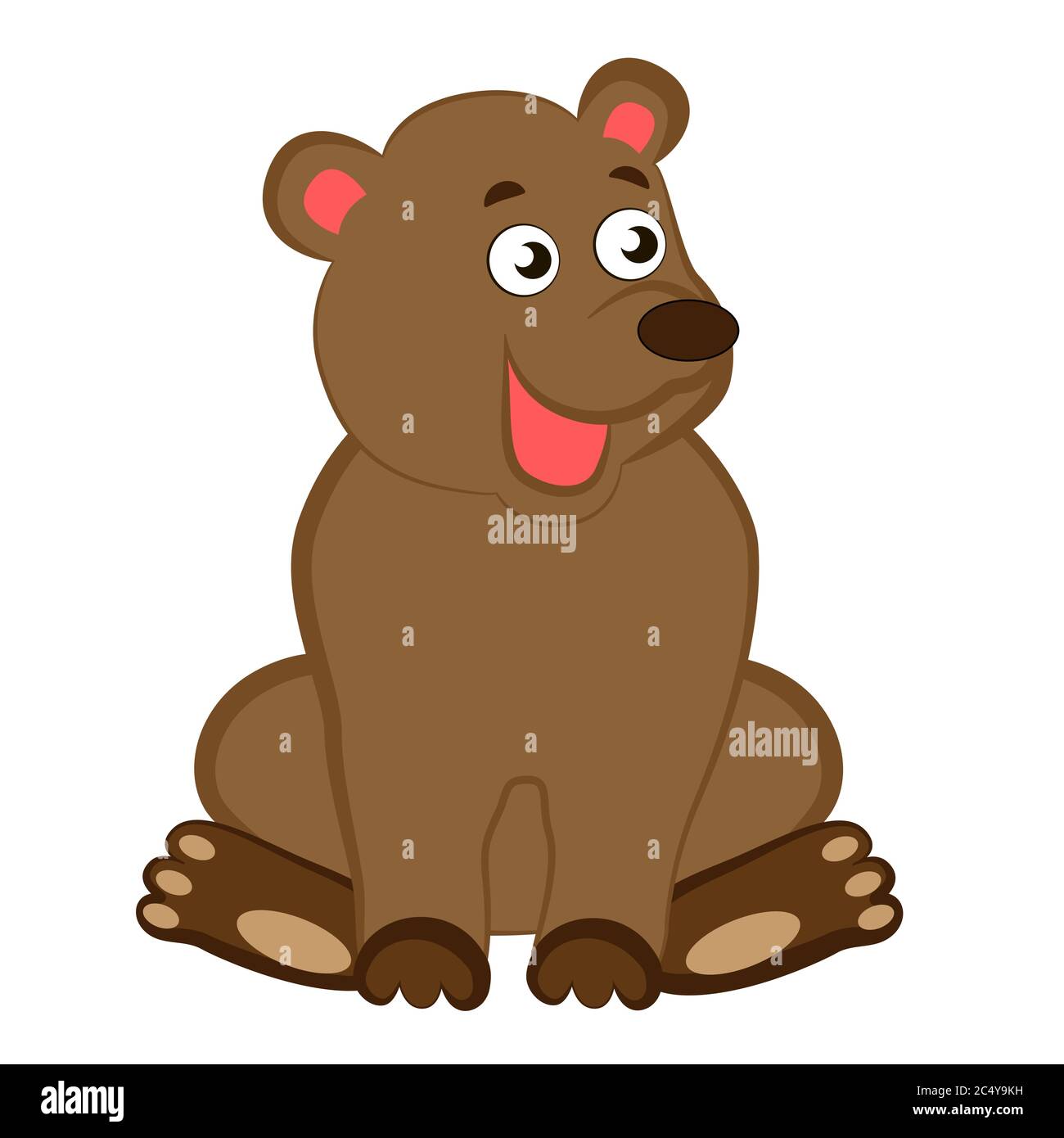 Cartoon brown teddy bear in a sitting position isolated white ...