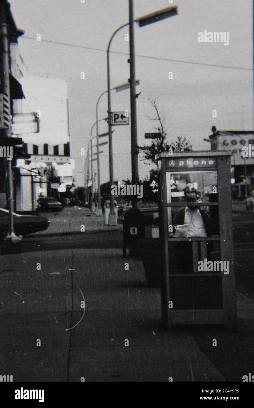 Fine 70s vintage black and white photography of a standard city street ...