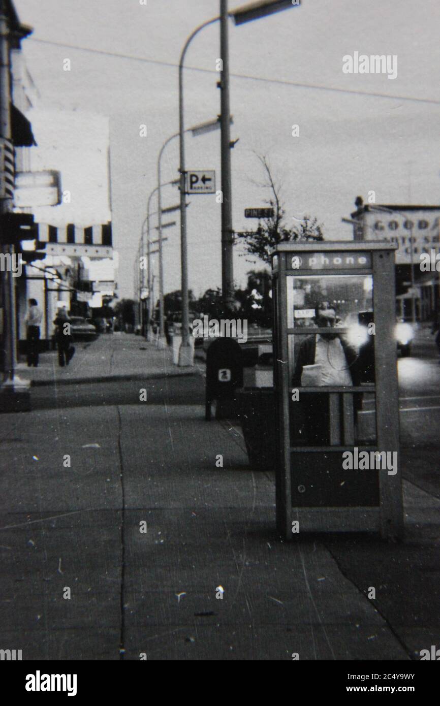 Fine 70s vintage black and white photography of a standard city street ...