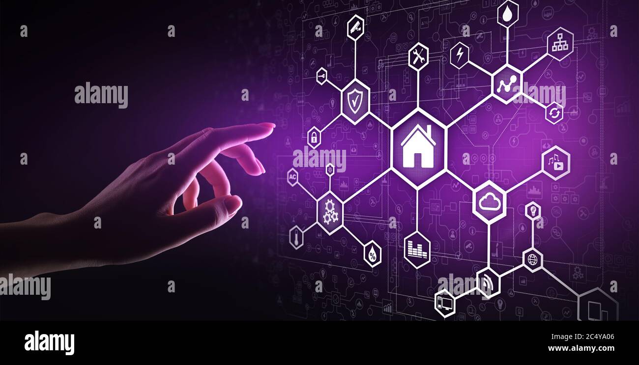 Smart home control panel on virtual screen. IOT and Automation ...