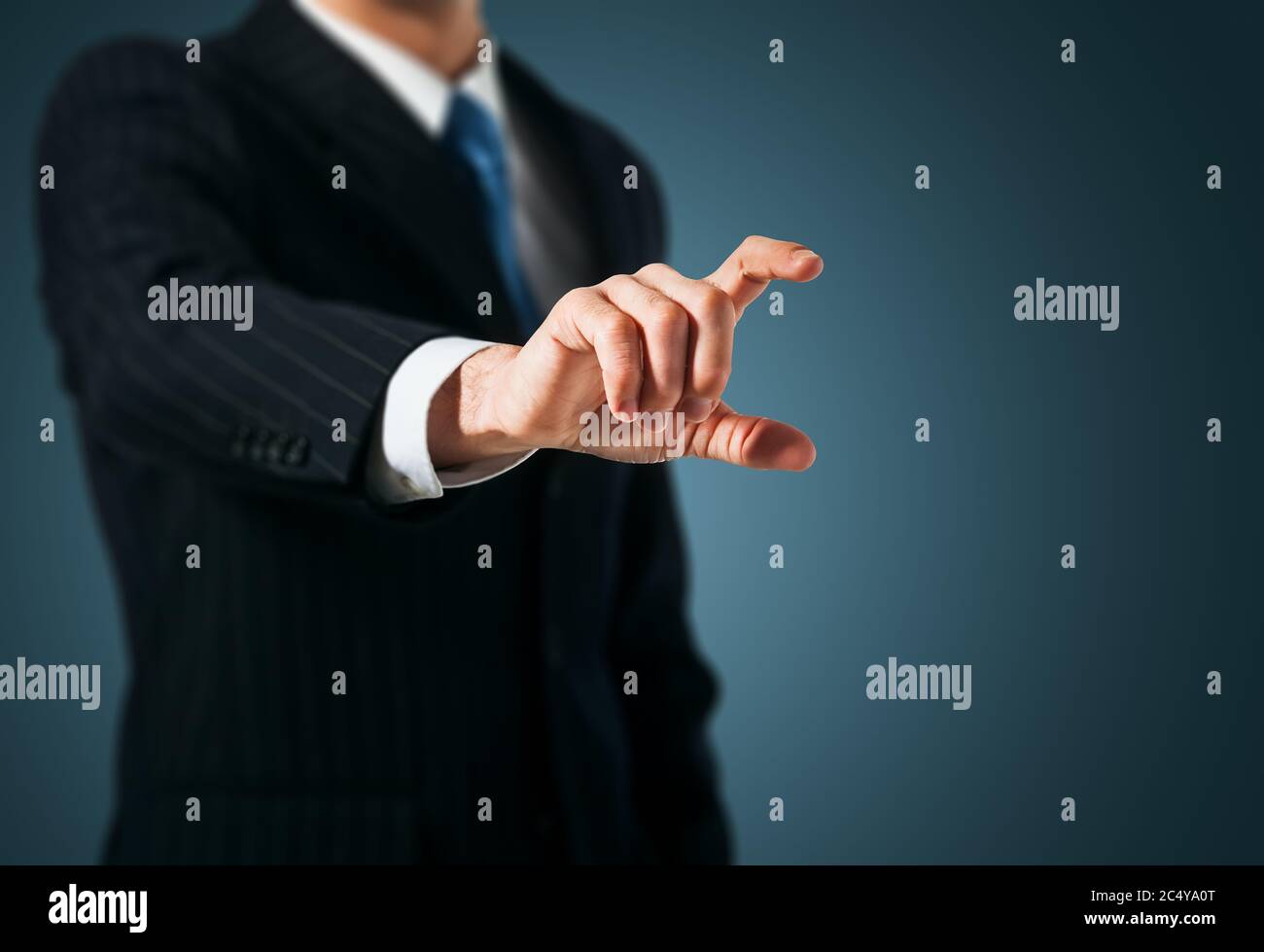 Man pushing on a touch screen interface Stock Photo - Alamy