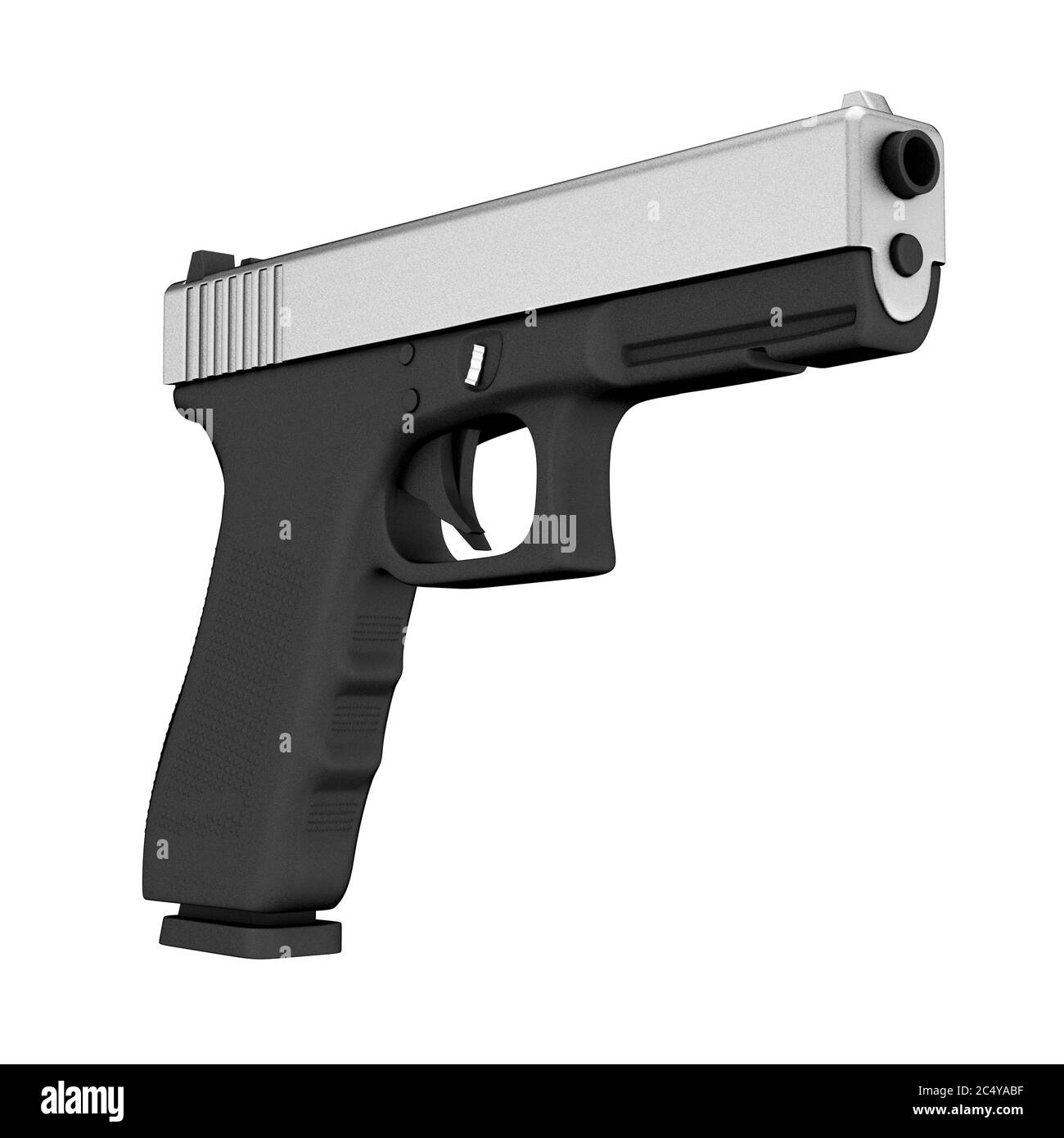 Powerful Metalic Police or Military Pistol Gun on a white background ...