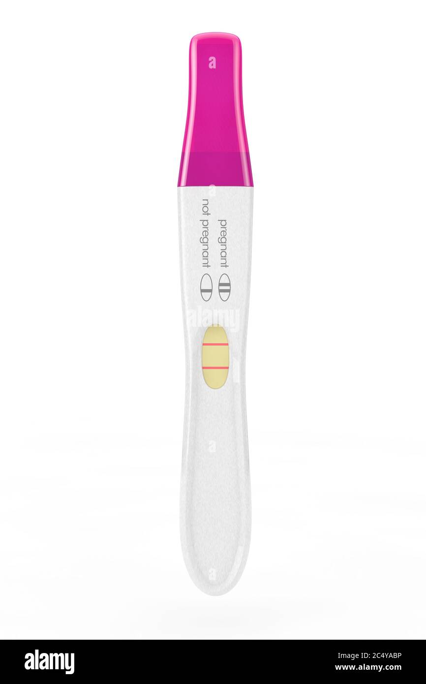 Positive Plastic Pregnancy Test on a white background. 3d Rendering ...