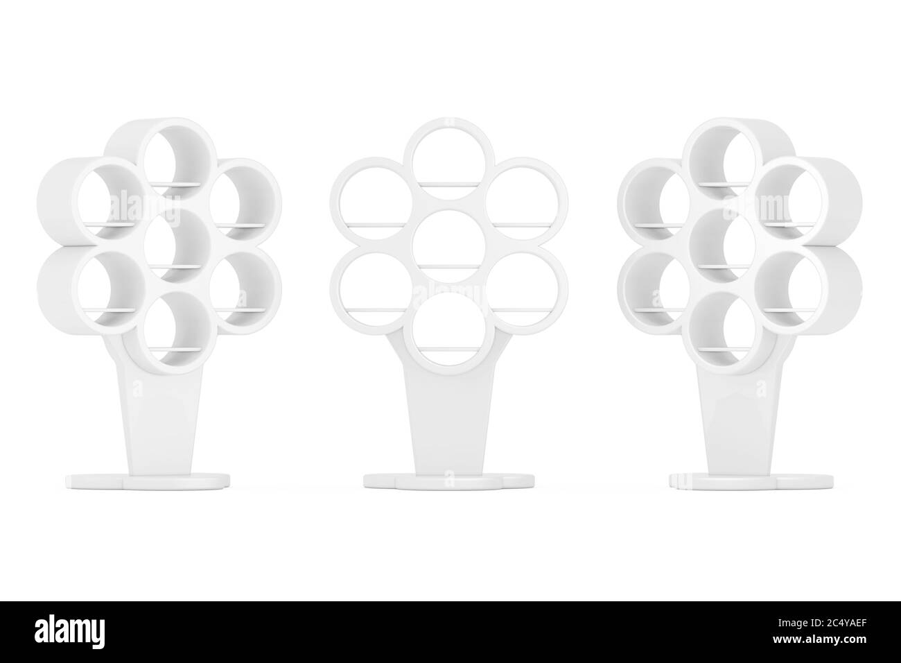 White Empty Showcase Display With Retail Shelves as Tree Shape on a ...