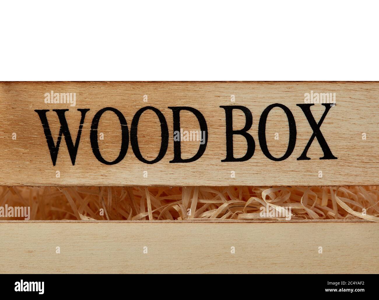 Wooden box with straw. universal packaging. rustic style Stock Photo ...