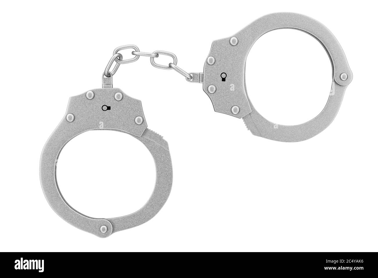 Crime and Law Concept. Metal Handcuffs on a white background. 3d ...