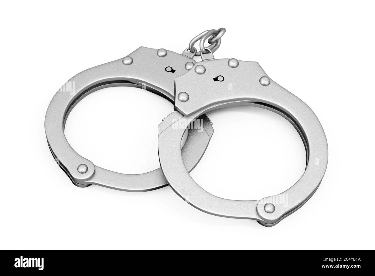 Crime and Law Concept. Metal Handcuffs on a white background. 3d ...