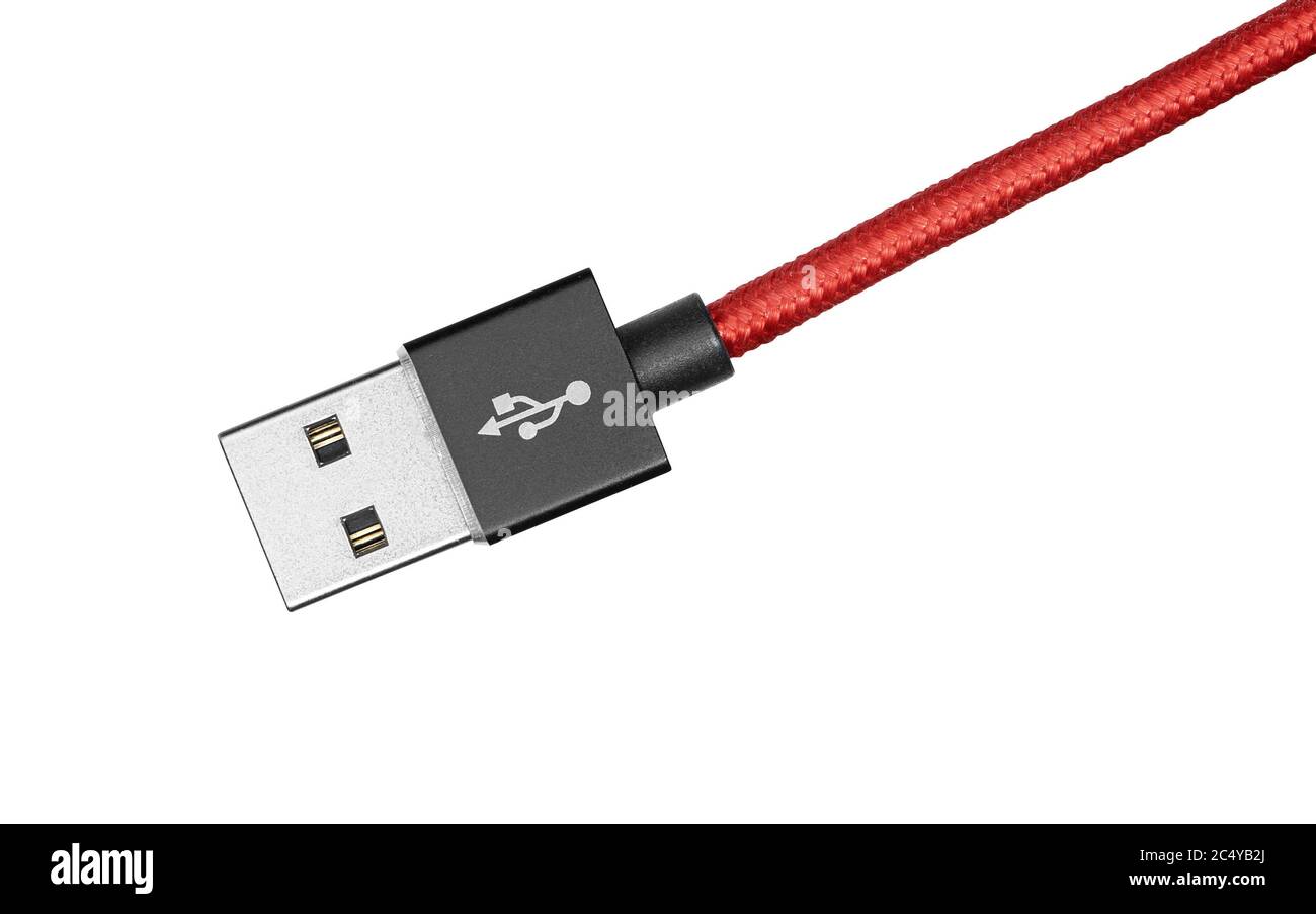 USB Cable Plug isolated on White Background with clipping path Stock ...