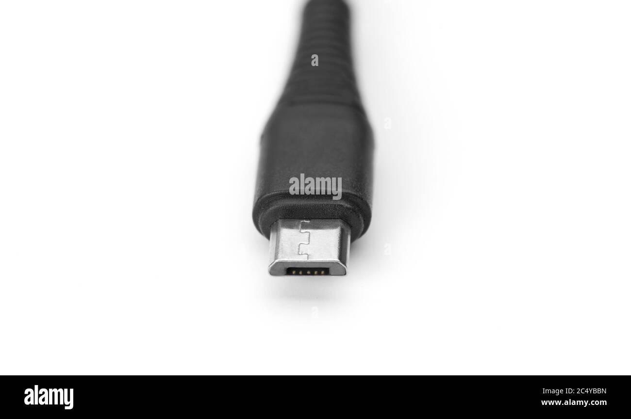 USB micro-b Computer Cable isolated on White Background Stock Photo - Alamy
