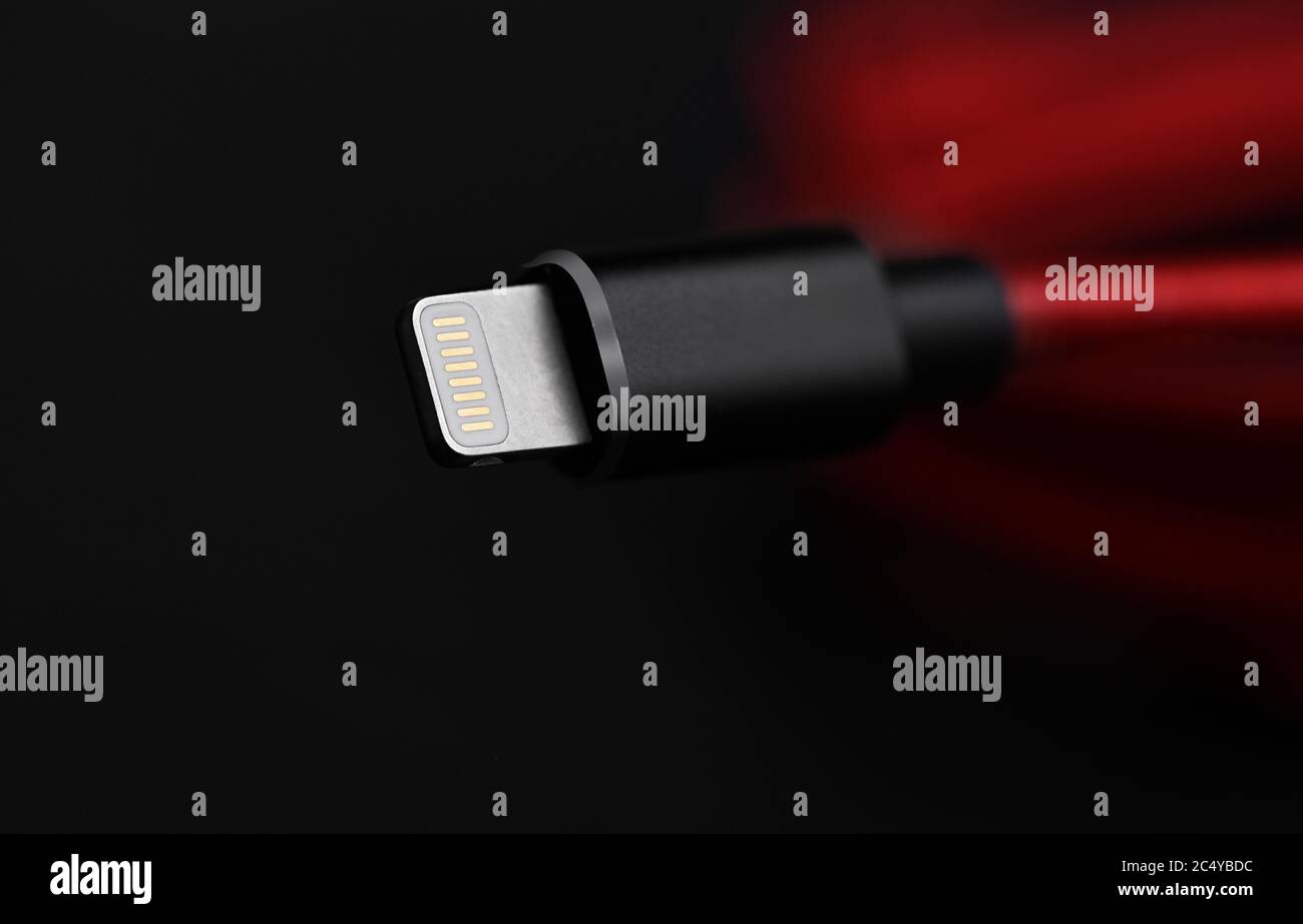 8-pin lightning cable for smartphone close up Stock Photo - Alamy