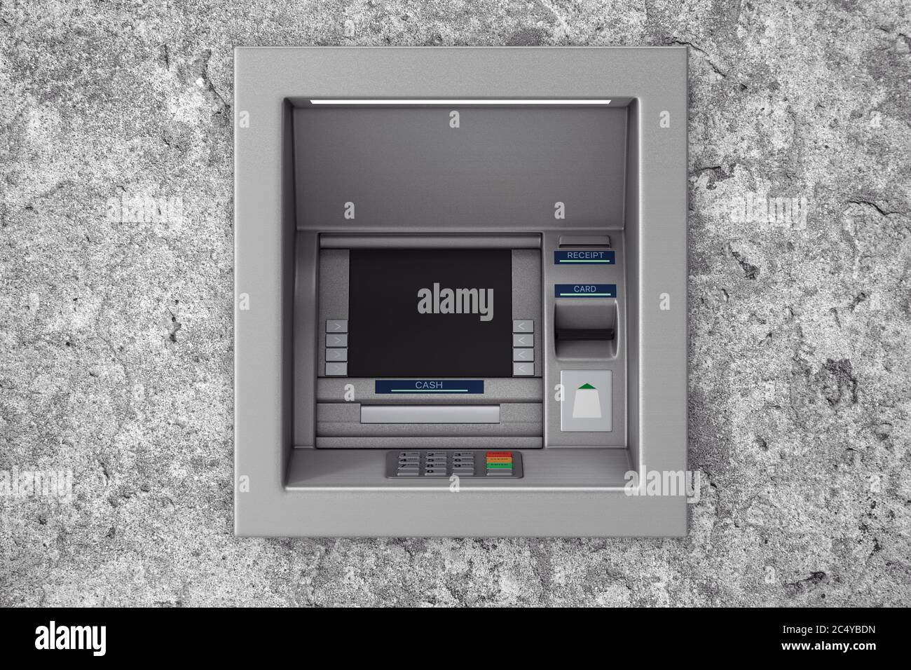 Build In Bank Cash ATM Machine in concrete wall. 3d Rendering Stock Photo - Alamy
