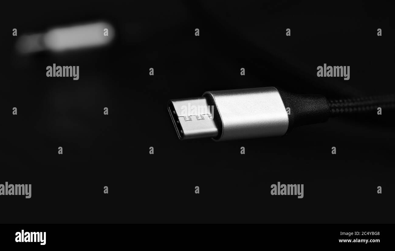 Plug type c connector type c connector Black and White Stock Photos ...