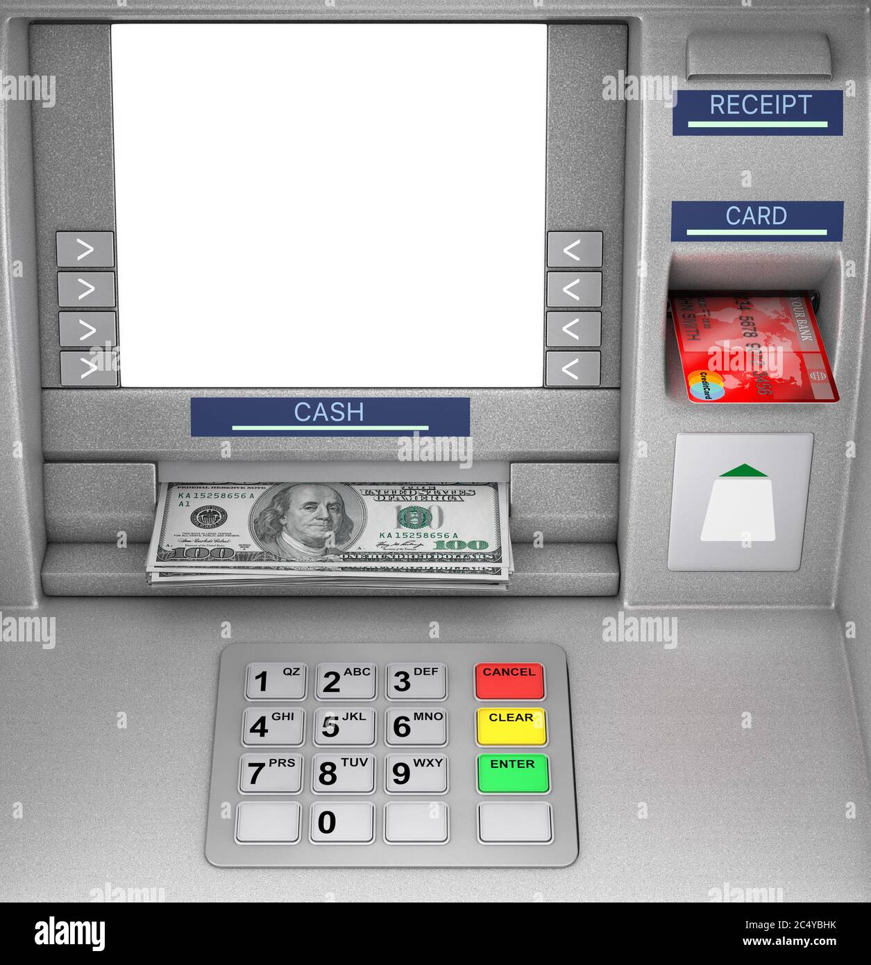 Bank Cash ATM Machine extreme closeup. 3d Rendering Stock Photo - Alamy