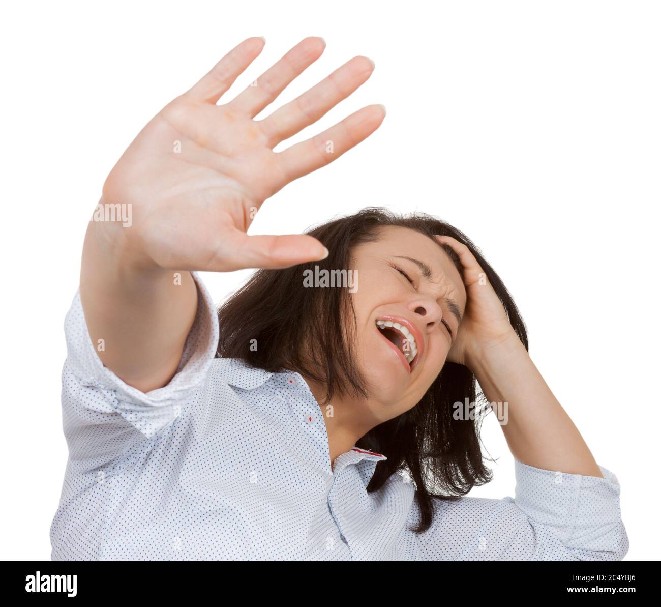 Depressed, Stressed, Panic, Shocked and Screaming Beautiful Woman on a ...