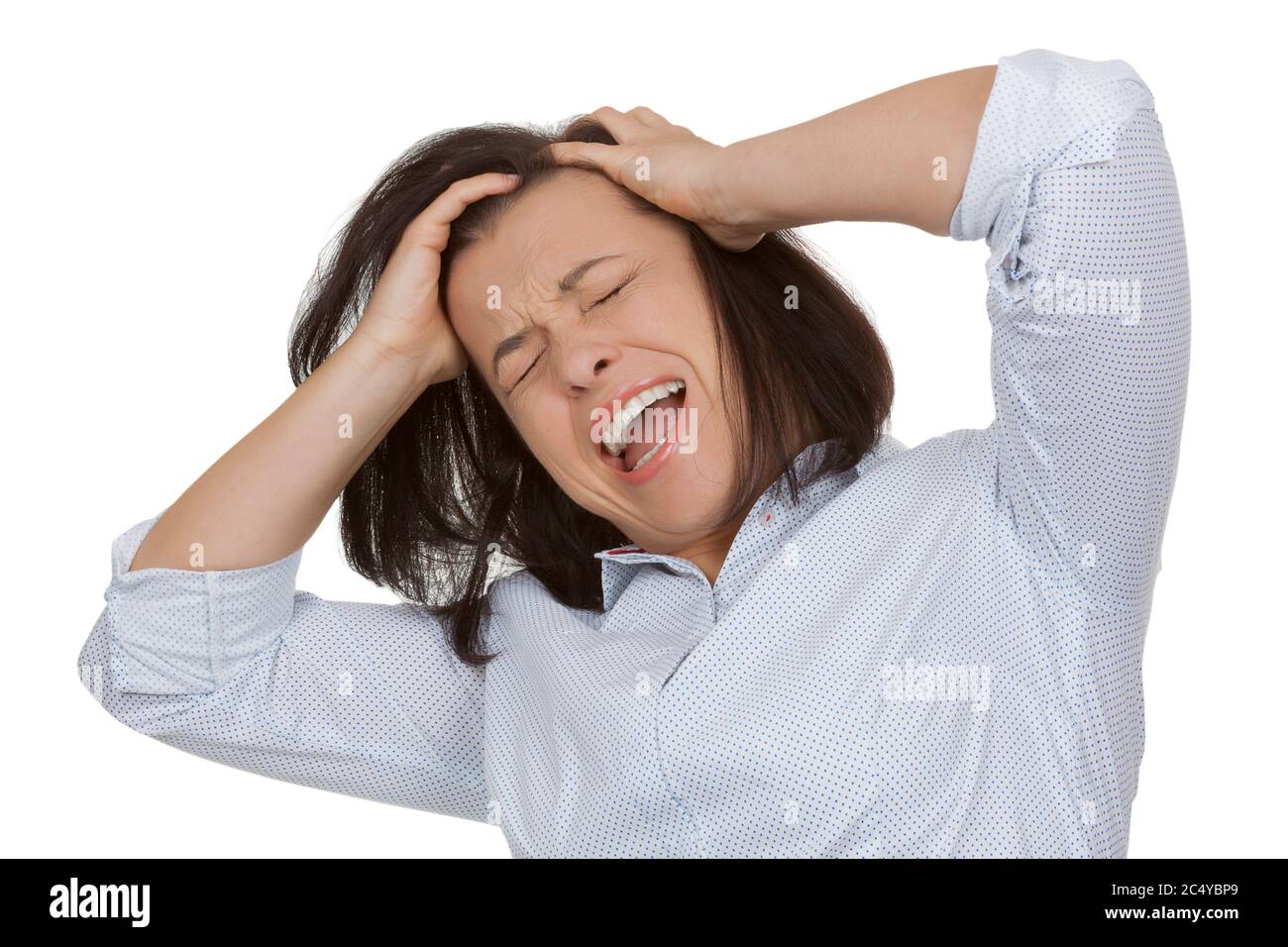 Depressed, Stressed, Panic, Shocked and Screaming Beautiful Woman on a ...