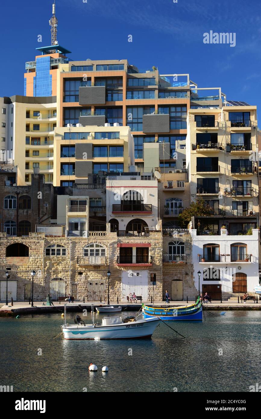 Residential blocks at Spinola Bay, St Julian's, Malta Stock Photo - Alamy