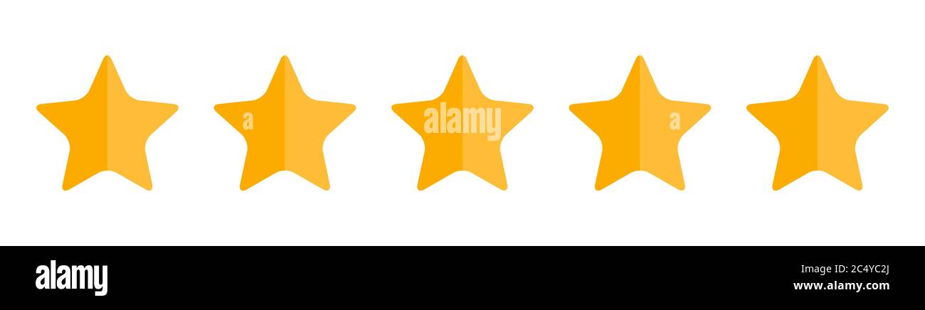 Five stars, customer quality symbol, vector product rating review flat ...