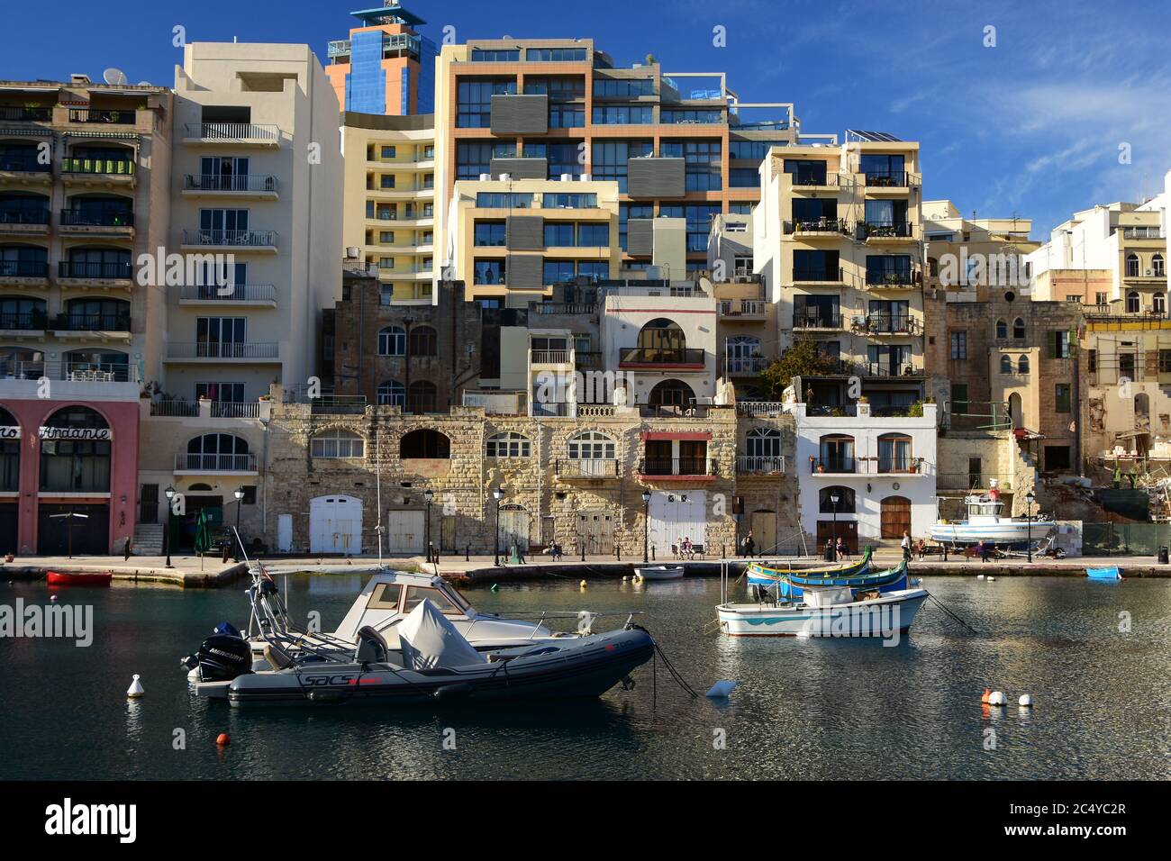Residential blocks at Spinola Bay, St Julian's, Malta Stock Photo - Alamy