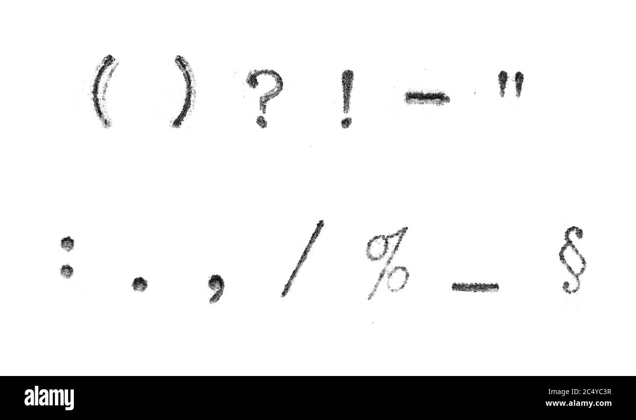 punctuation marks from typewriter. Vintage font isolated on white ...