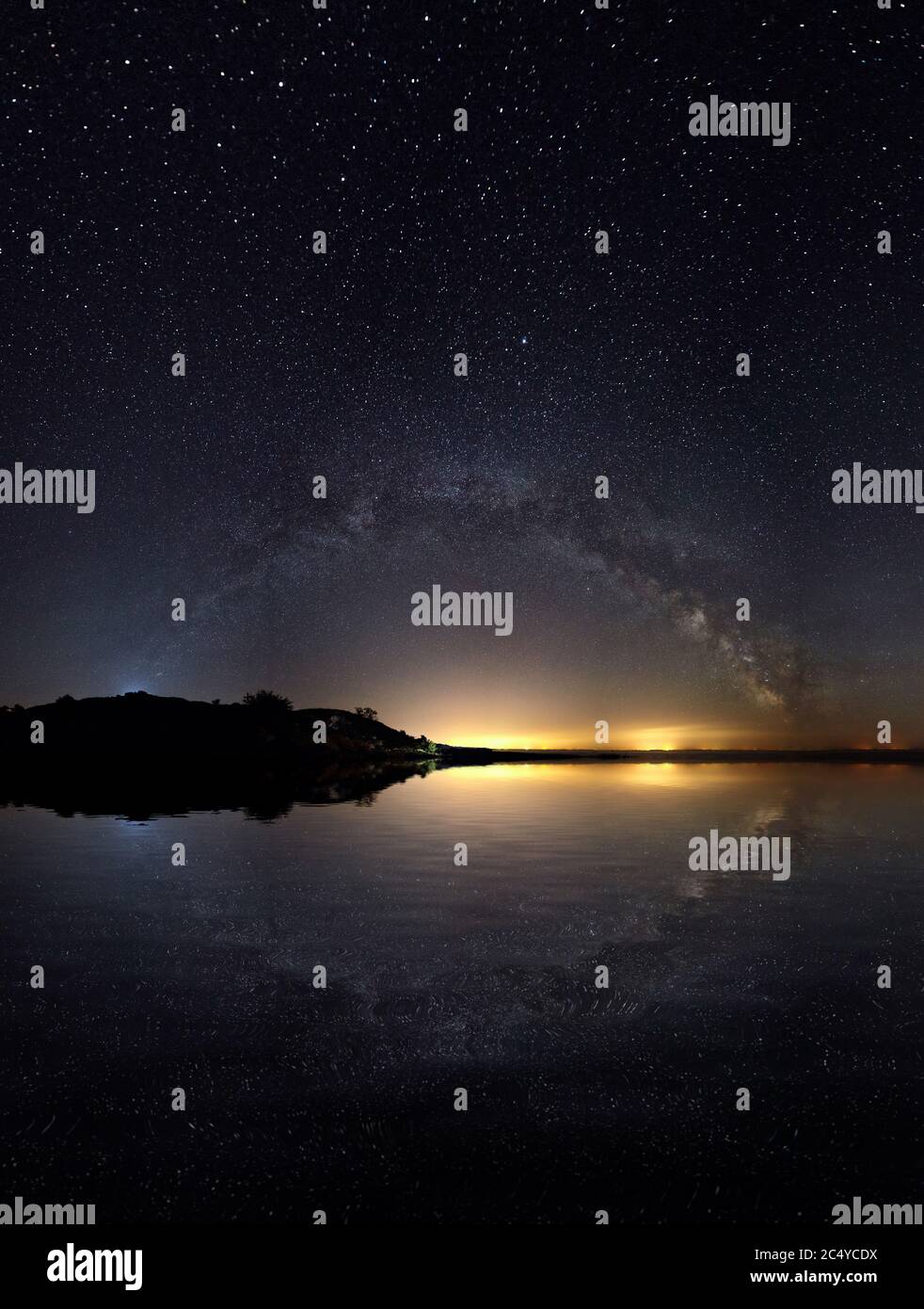 Amazing Panoramic Landscape view of a Milky Way. Milky Way over the ...