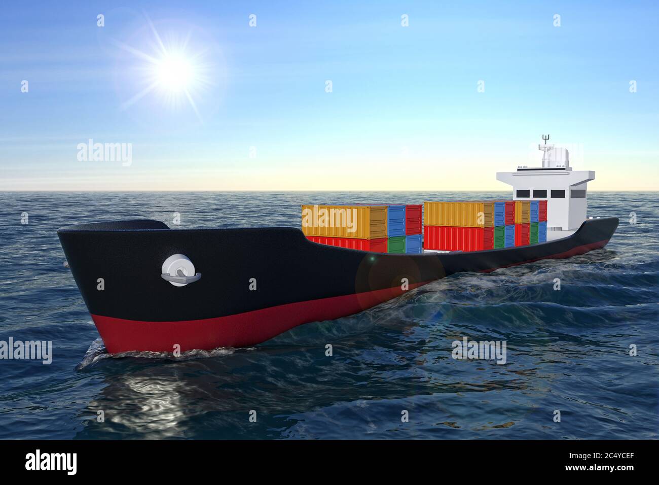 Business Logistic Concept. Tanker or Container Cargo Ship Moving in ...
