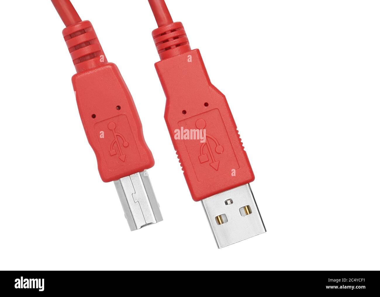 USB type A to B Cable Plug isolated on White Background Stock Photo - Alamy