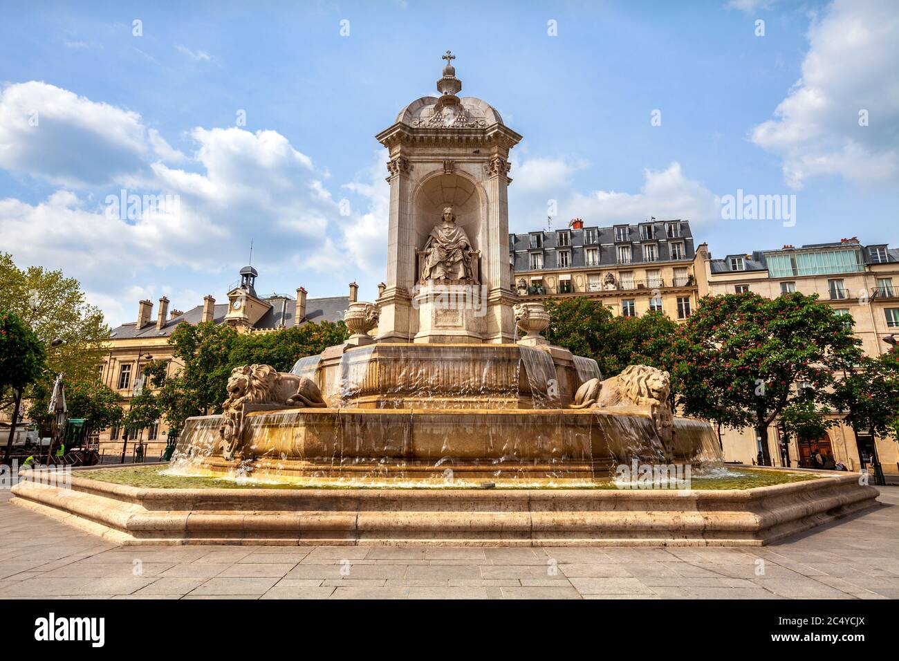Fountain Saint-Sulpice outside the Saint-Sulpice church in Paris Stock ...