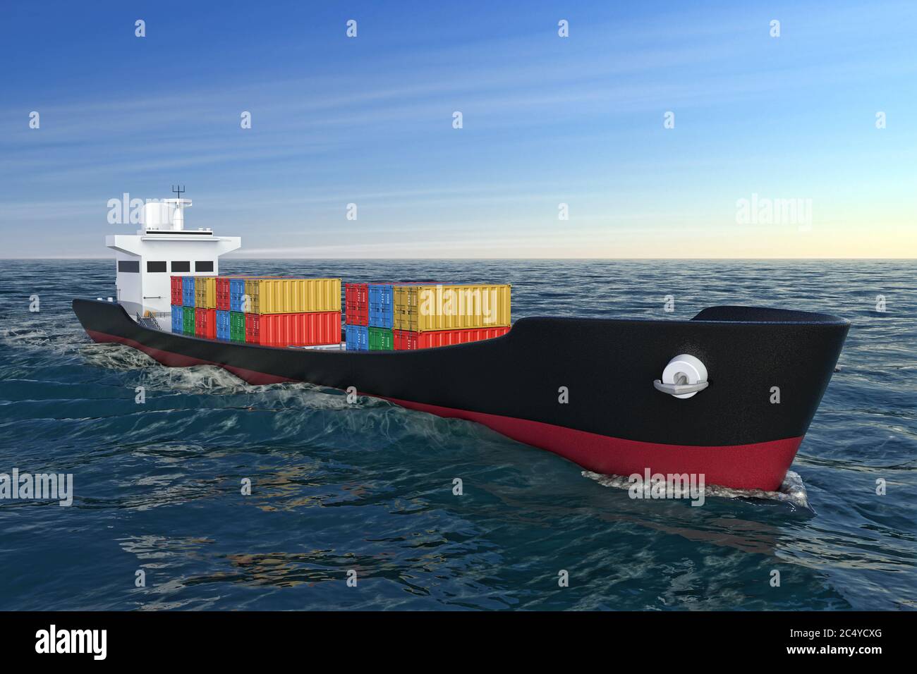 Business Logistic Concept. Tanker or Container Cargo Ship Moving in ...