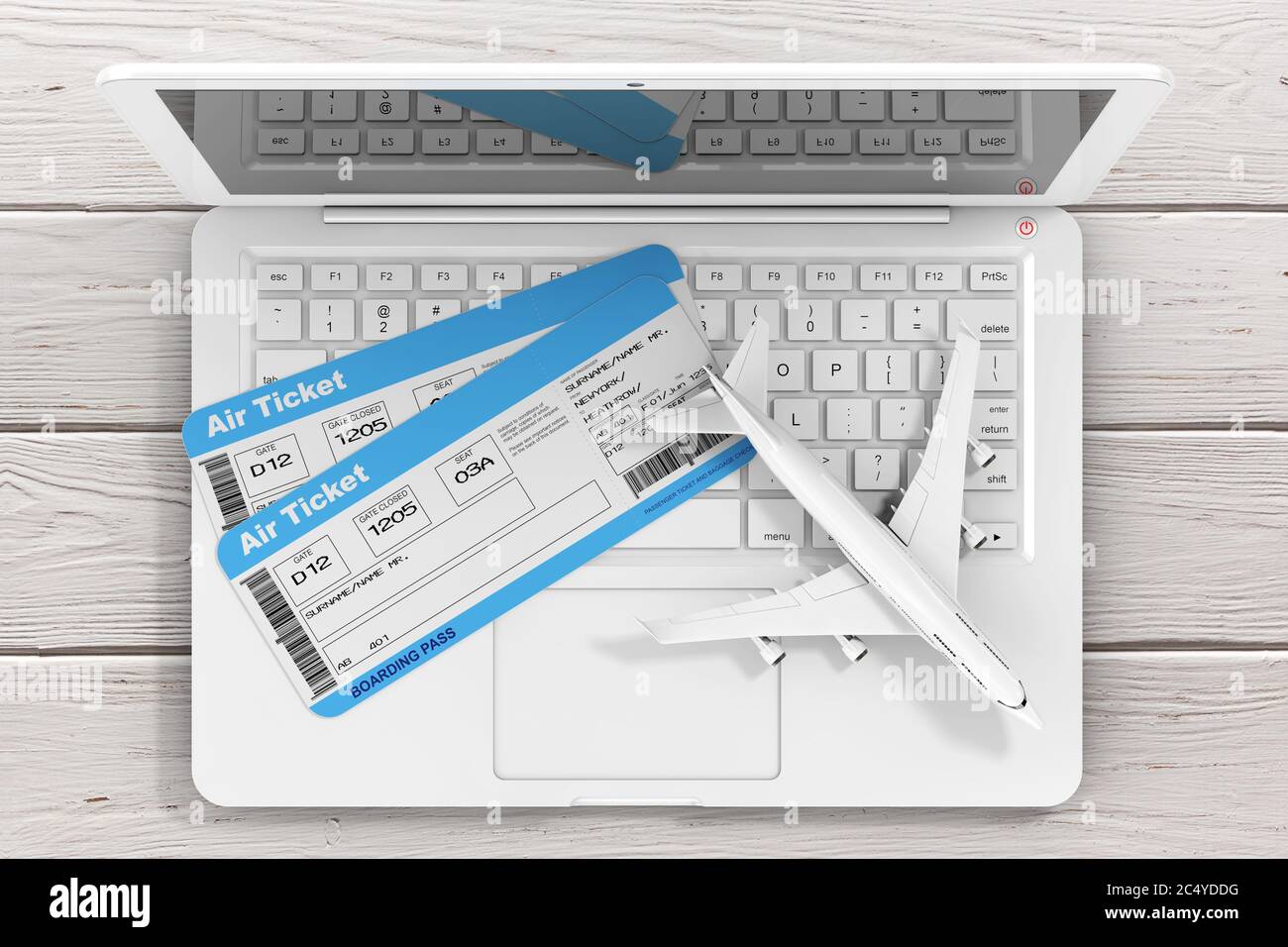 Online Booking Concept. Airline Boarding Pass Tickets with Jet Airplane ...