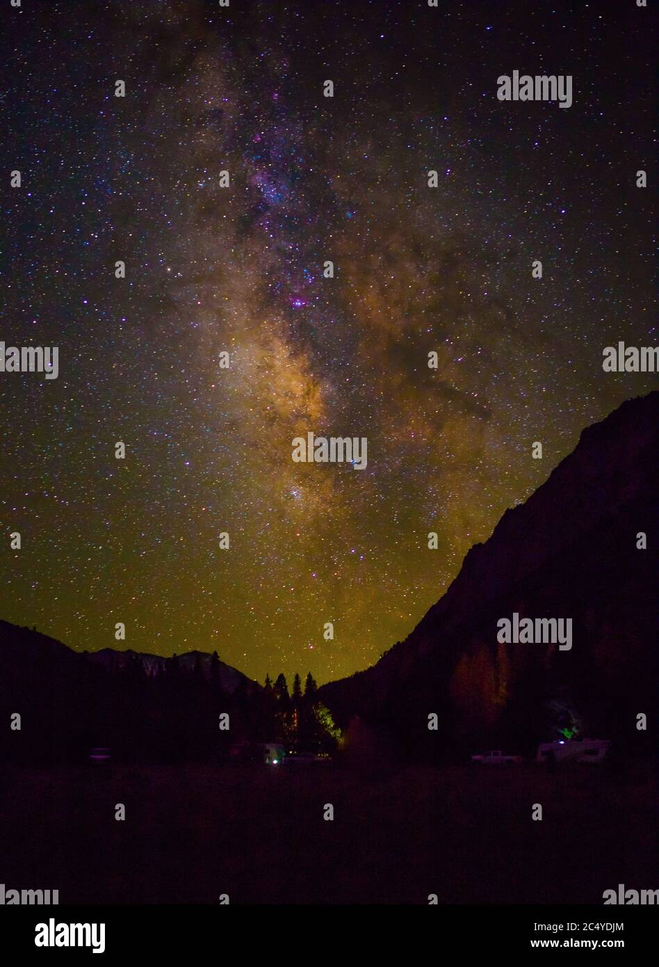 The Milky Way galaxy over Iris Meadow campground Rock Creek in the ...