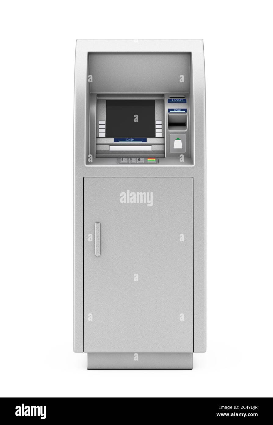 Bank Cash ATM Machine on a white background. 3d Rendering Stock Photo ...