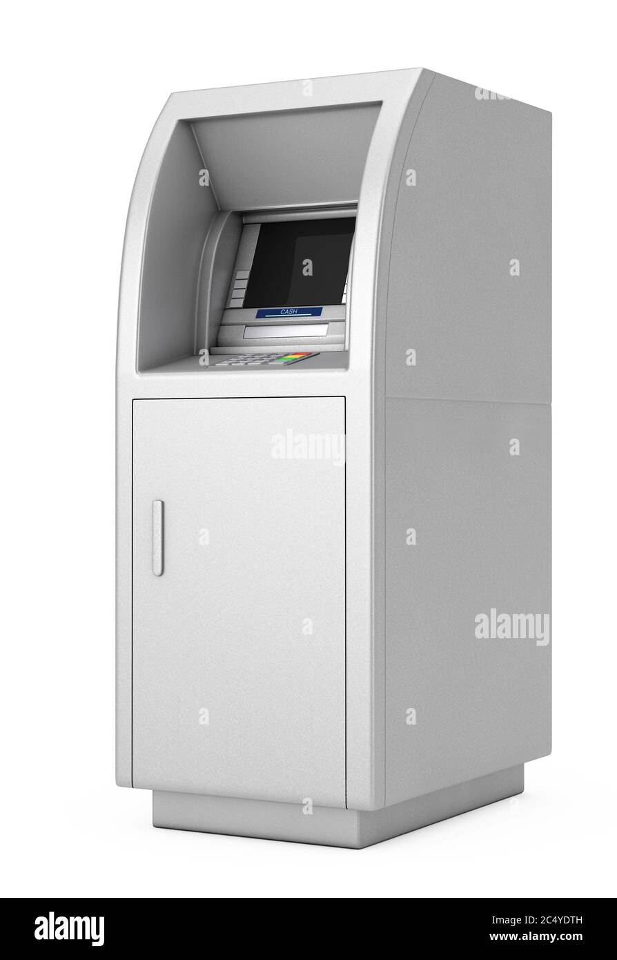 Bank Cash ATM Machine on a white background. 3d Rendering Stock Photo ...