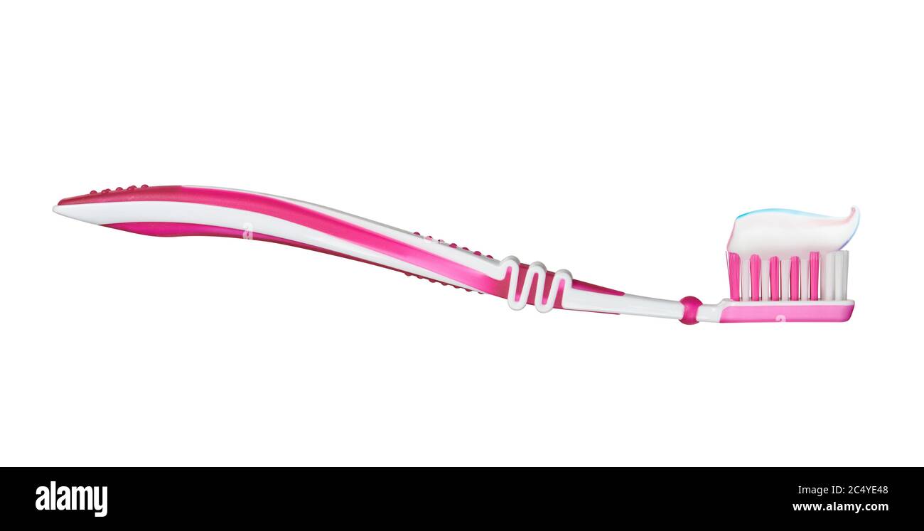 toothbrush with toothpaste isolated on a white background Stock Photo ...