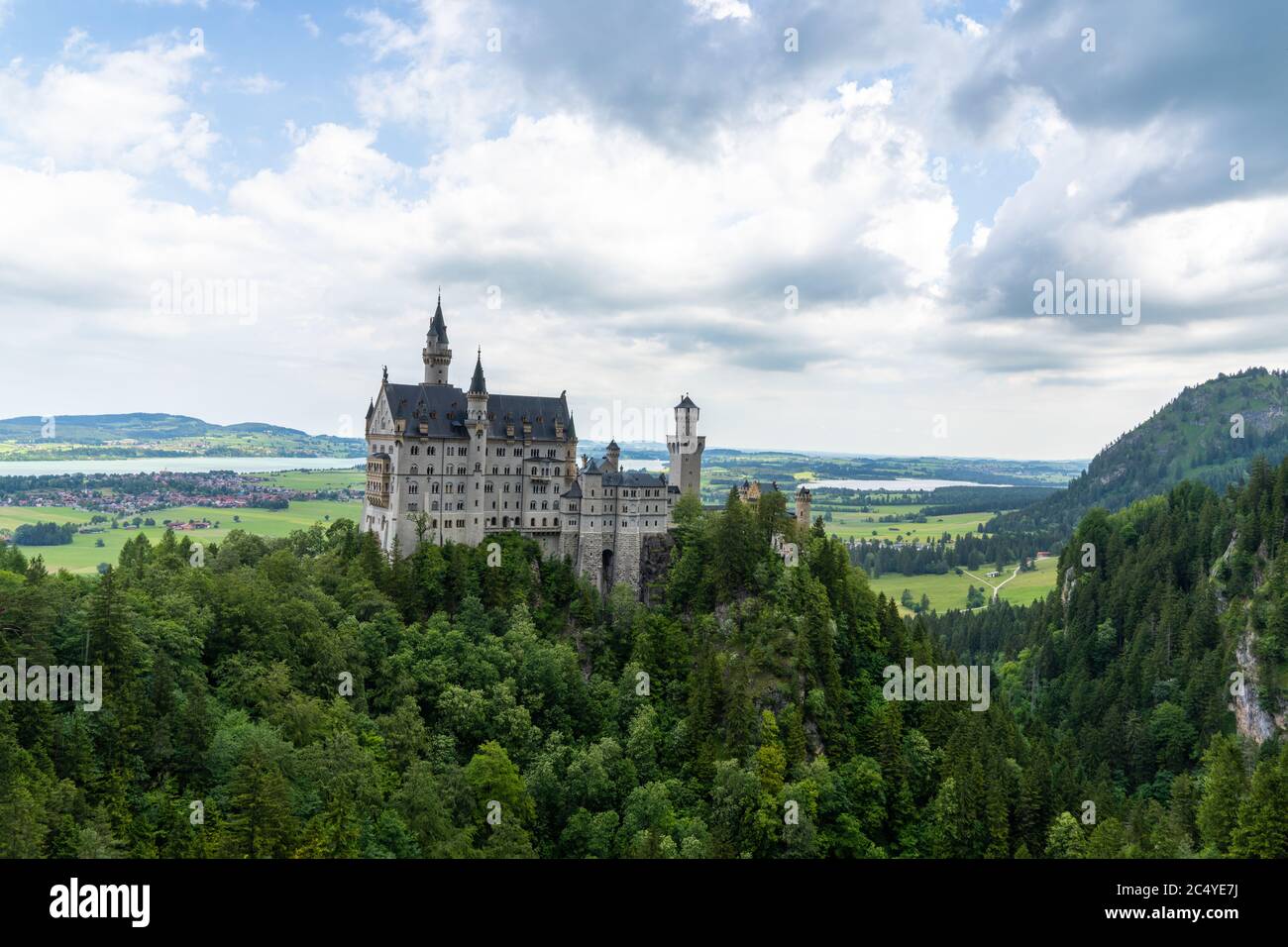 Idyllic landscape in southern germany with lake and mountains hi-res ...