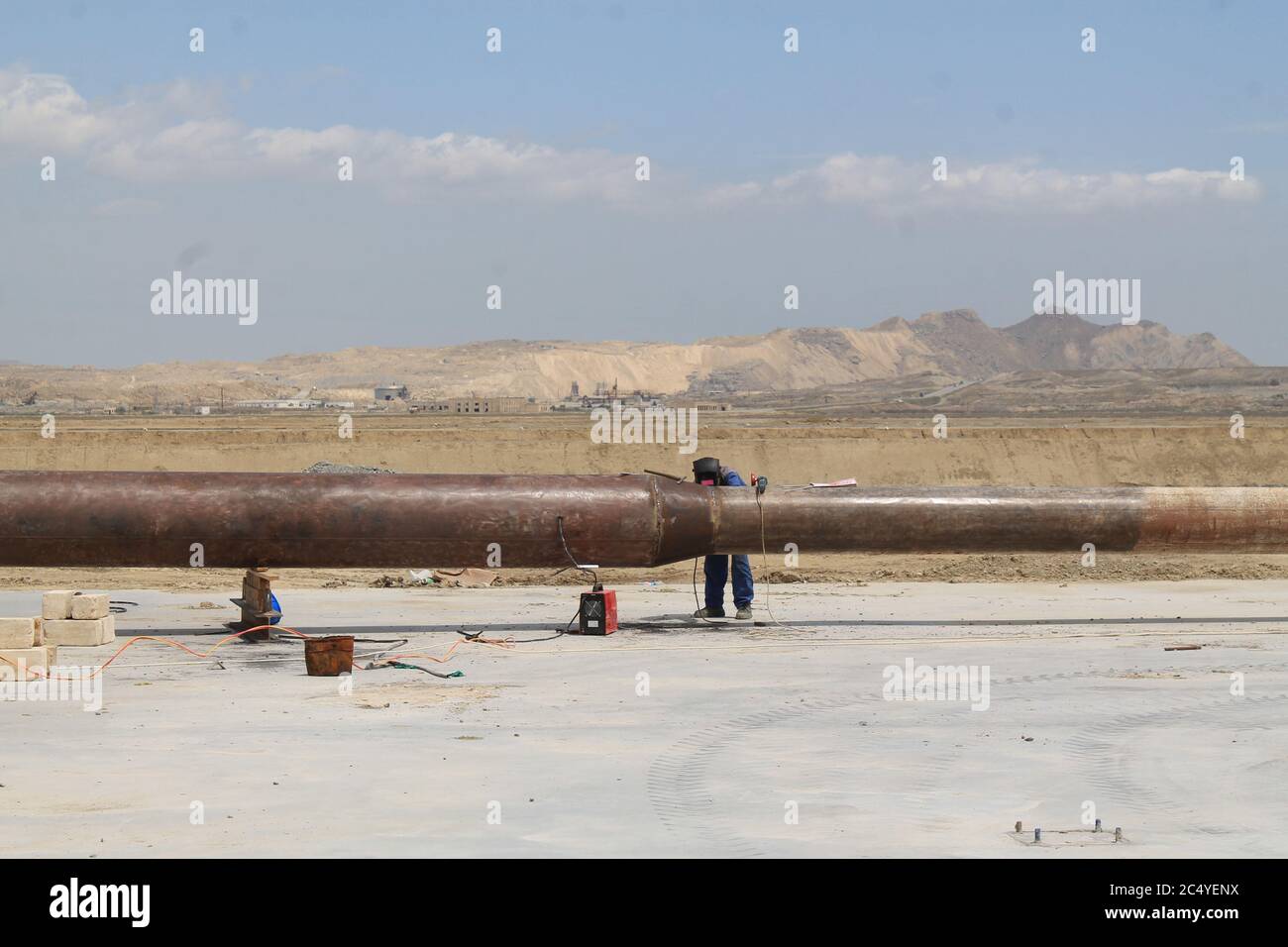 Oil pipes in a petrochemical plant during the production of oil and gas ...