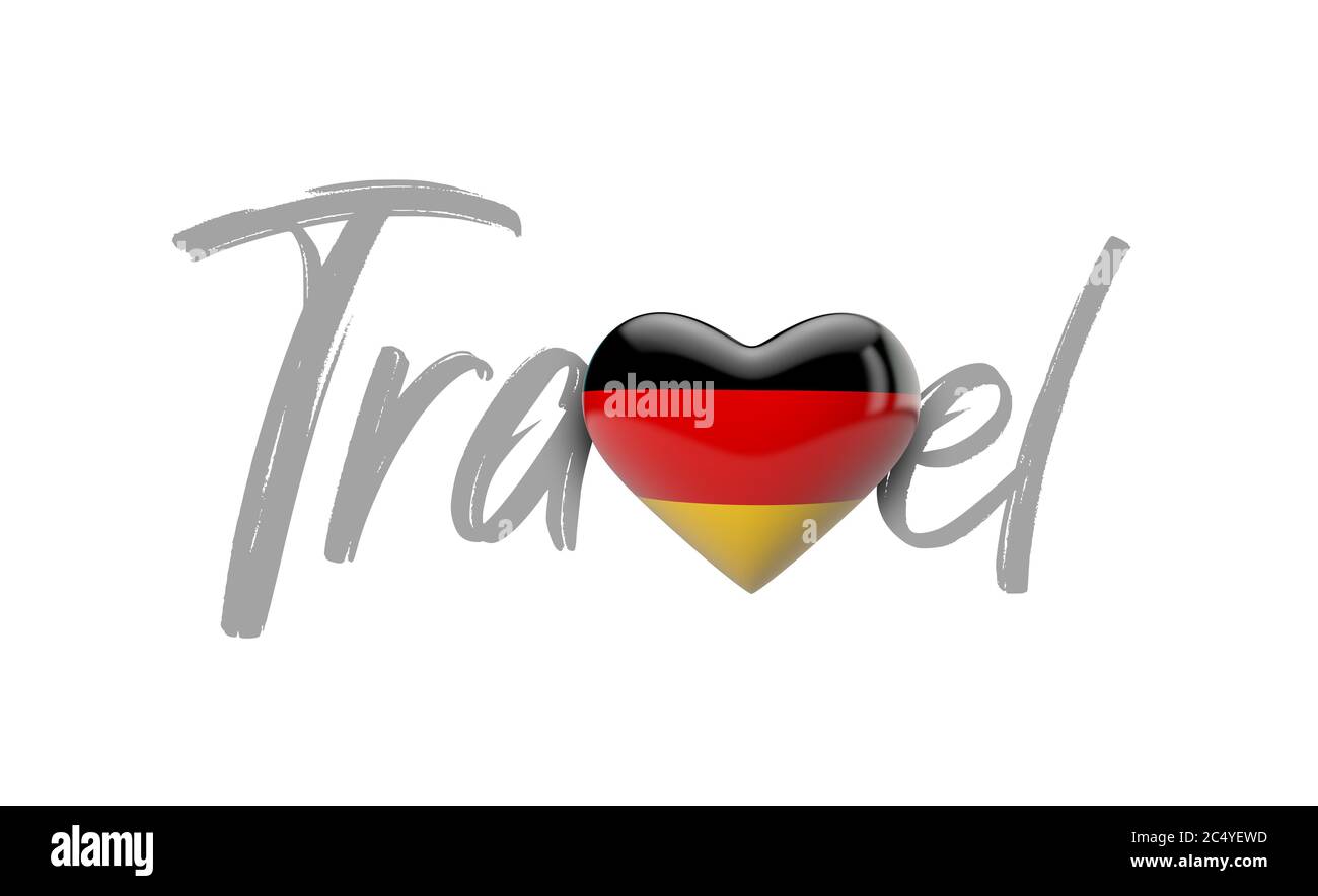 Travel Germany love heart flag. 3D Rendering Stock Photo - Alamy
