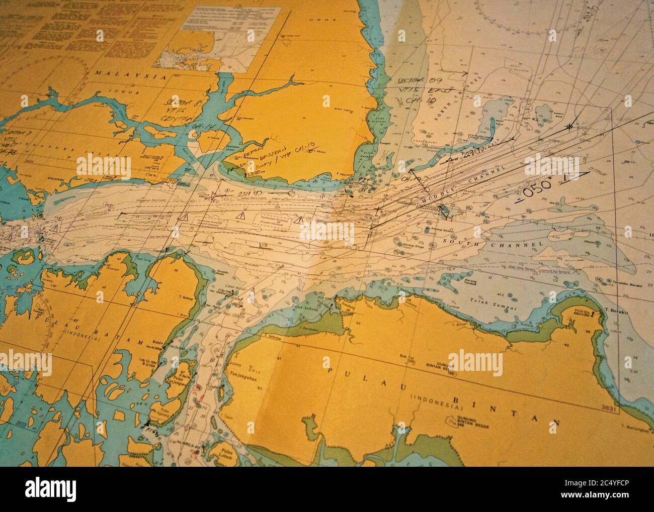singapore strait, singapore - may 17, 2007: the british admiralty chart ...