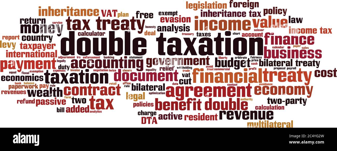 Double taxation word cloud concept. Collage made of words about double ...