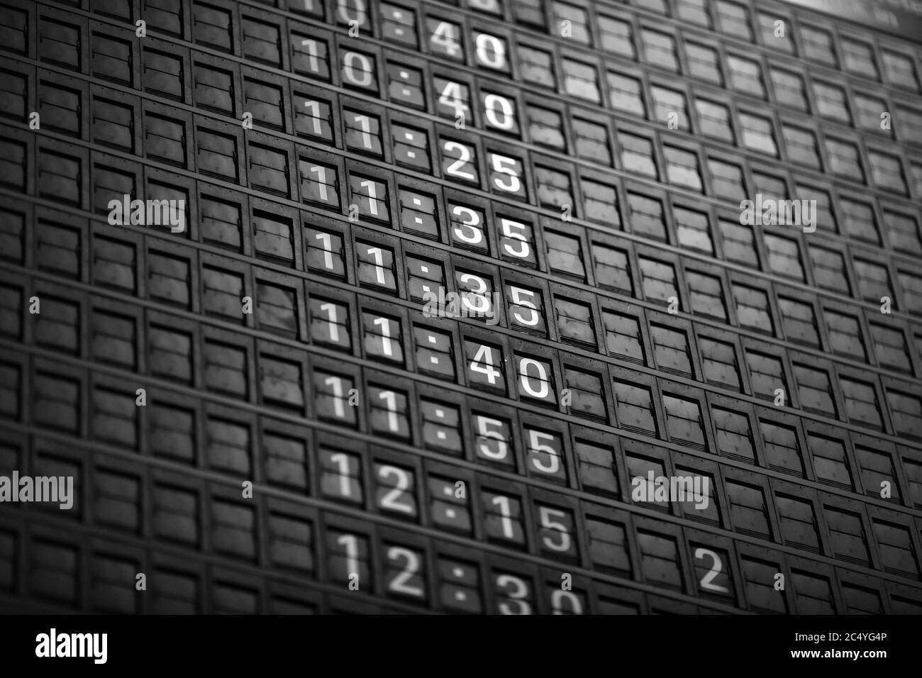 Time boards at the airport. Flight information mechanical timetable ...