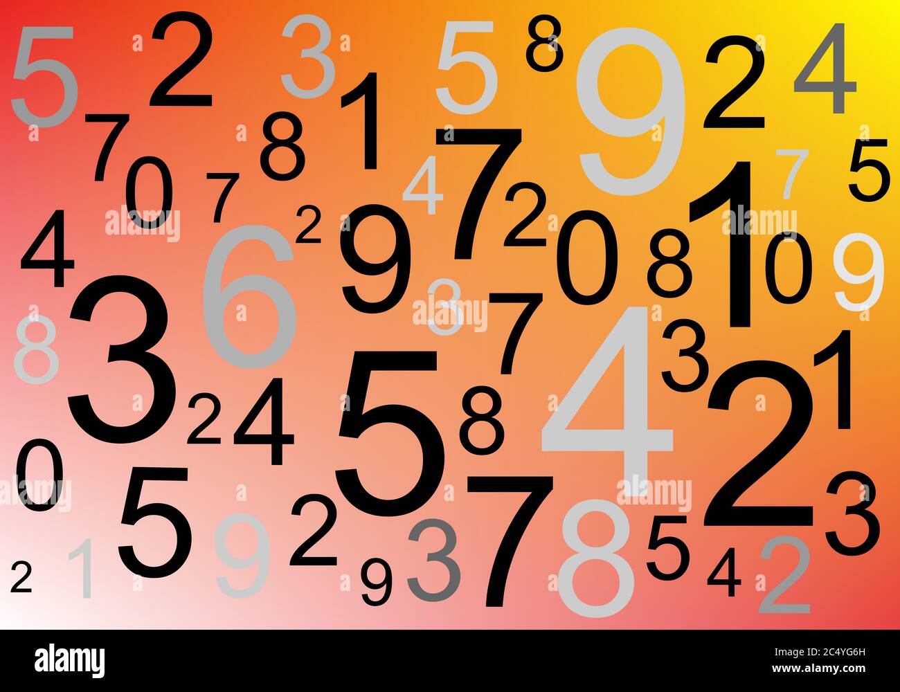 Many digits against a colorful background in one illustration Stock ...