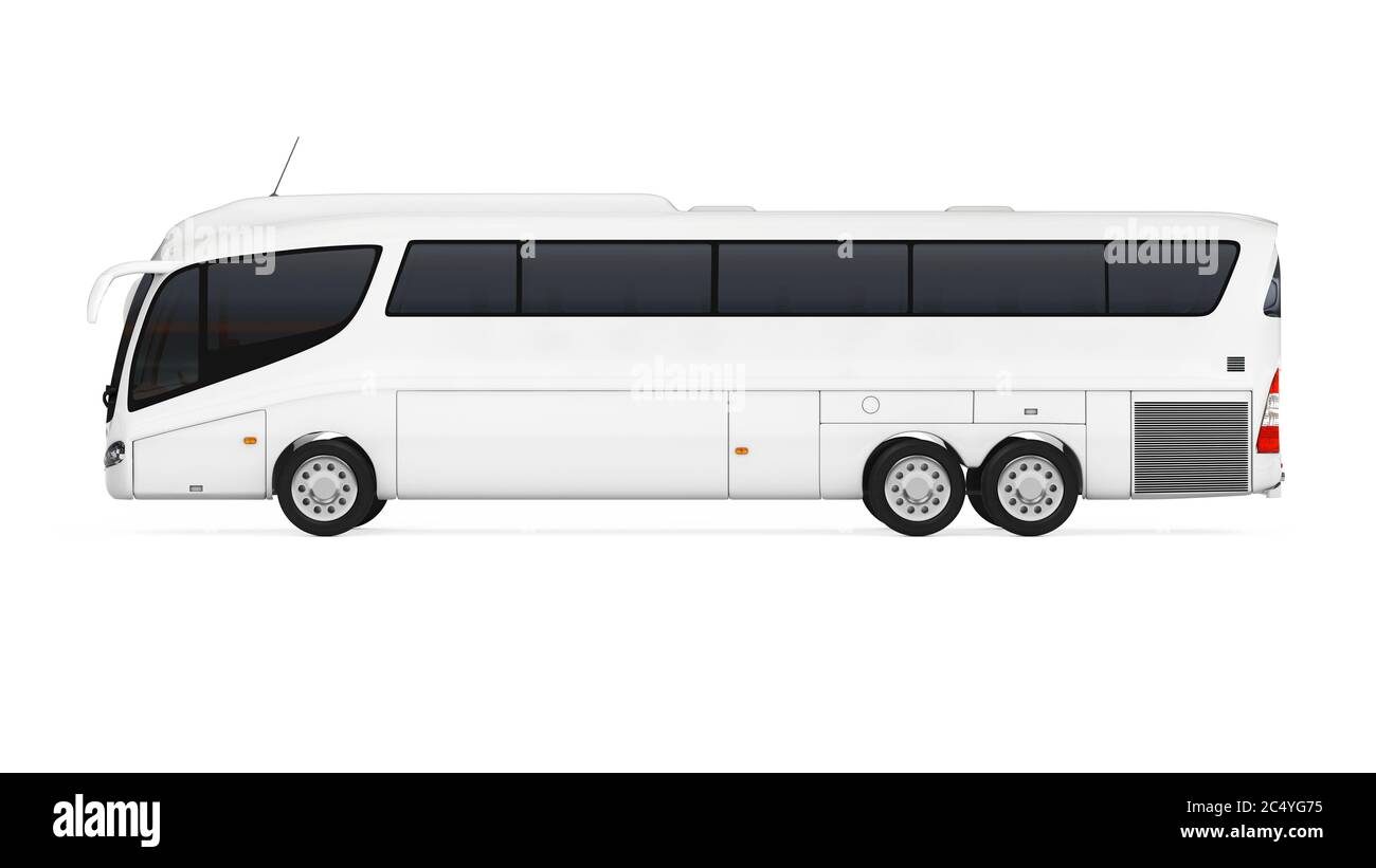Big White Coach Tour Bus with Blank Surface for Yours Design on a white ...