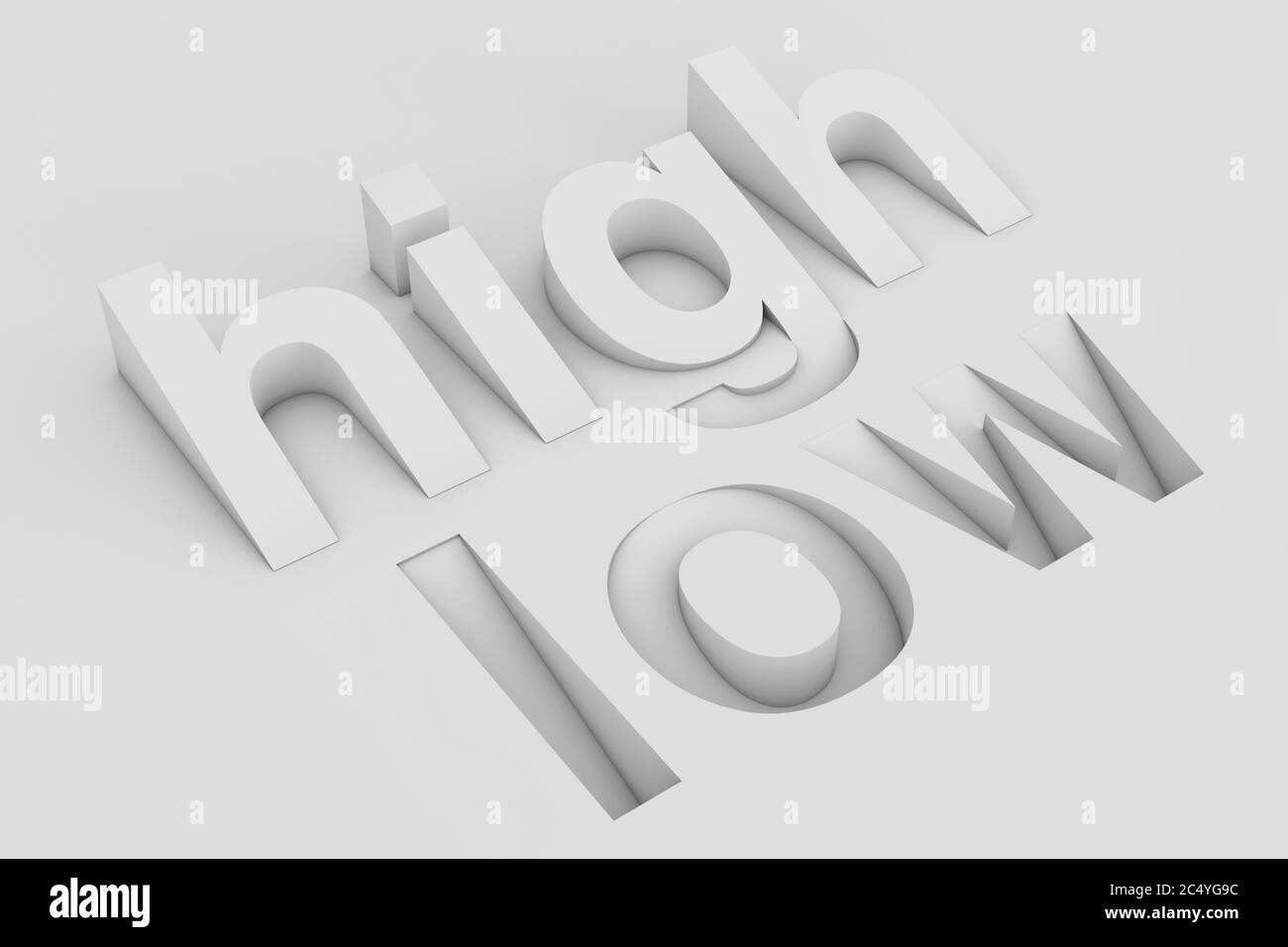 Abstract High and Low Sign on a white background. 3d Rendering Stock ...